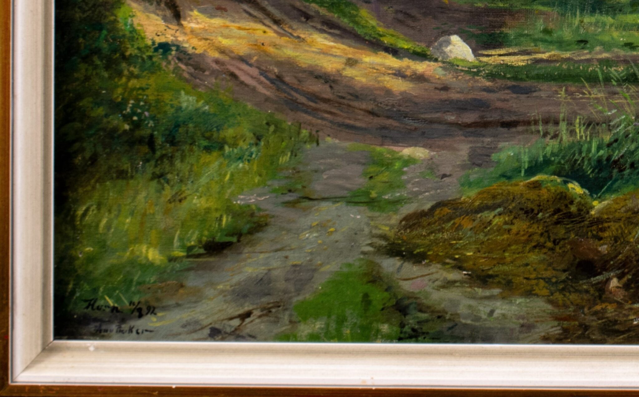 Oil Painting, German, Village scene, signed Rudolf Becker Heyer