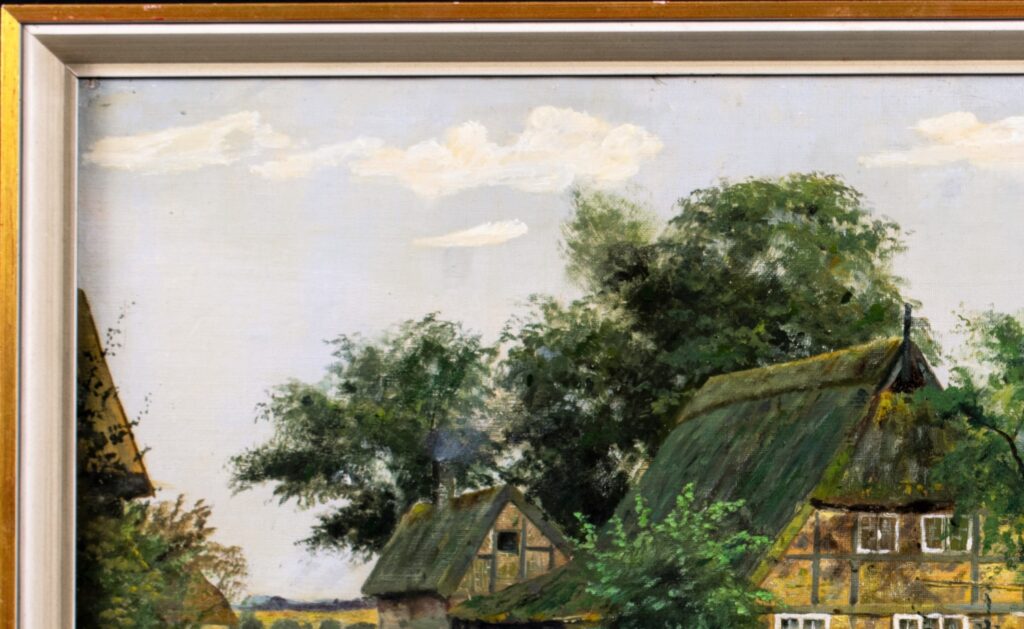 Oil Painting, German, Village scene, signed Rudolf Becker Heyer