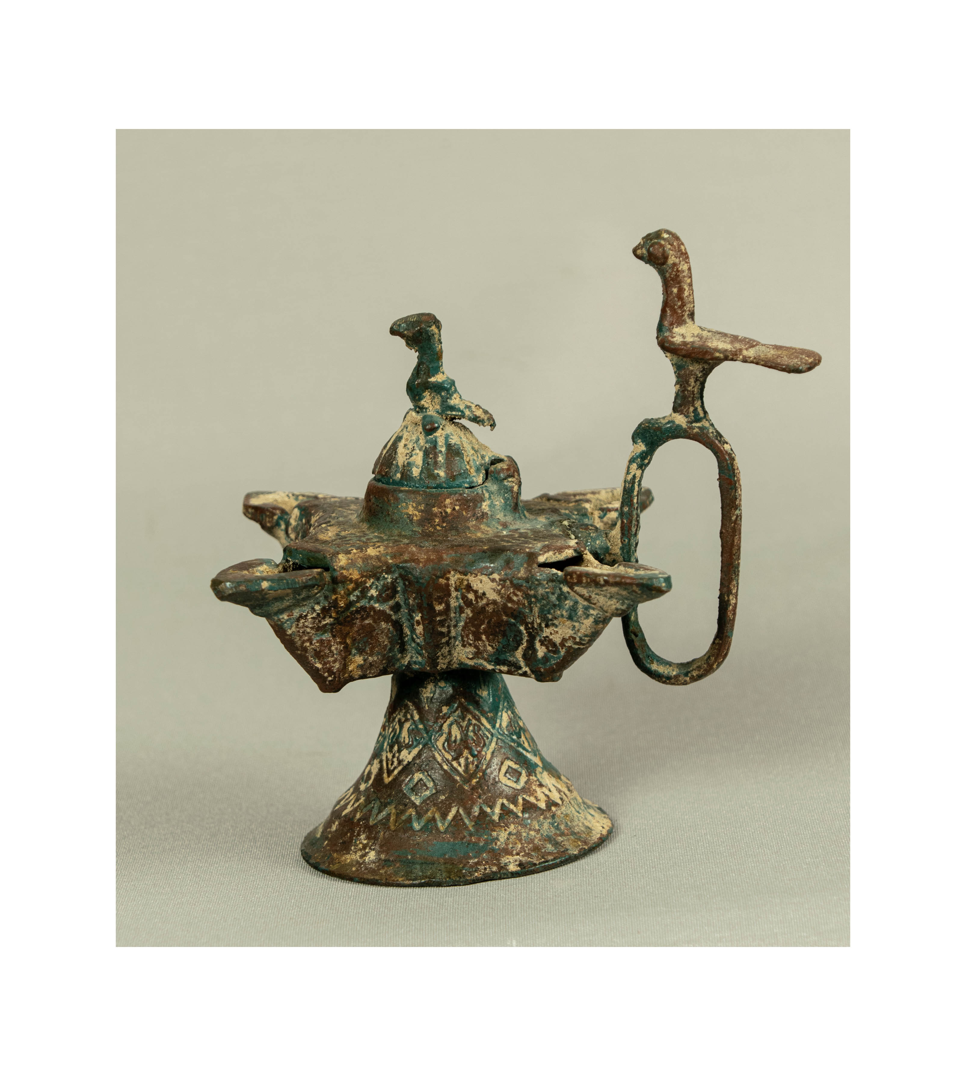 Persian Oil Lamp 14th Century Bronze