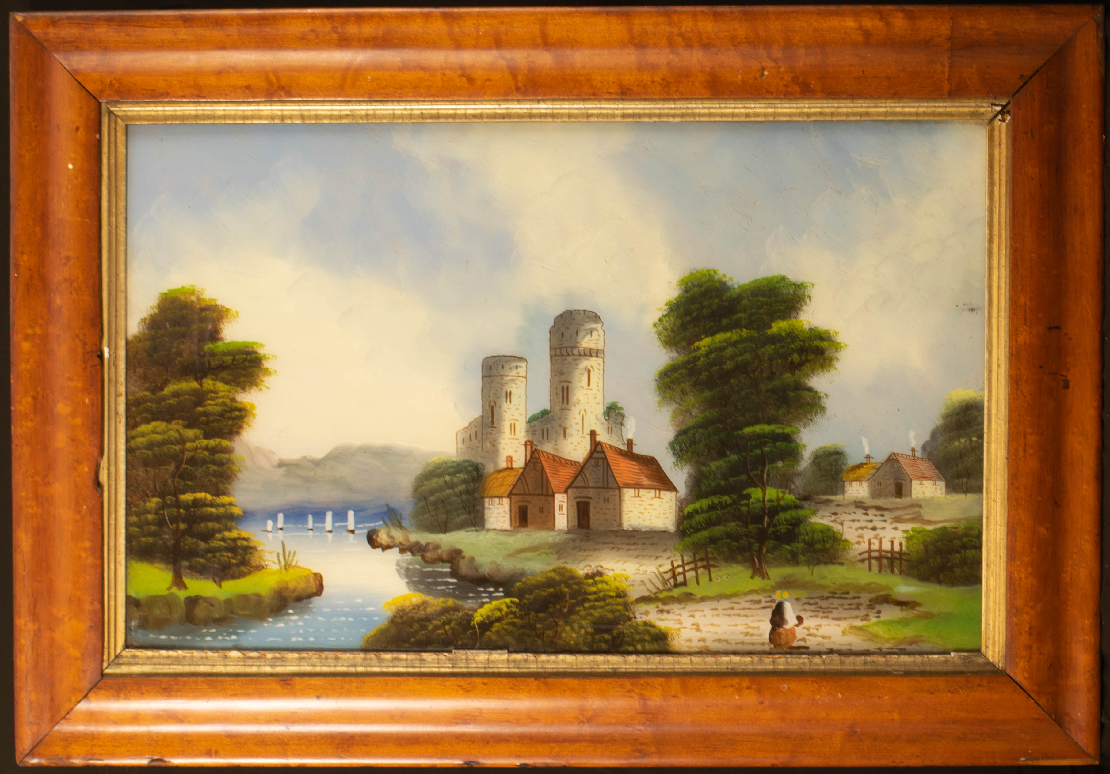 Antique 19th-century English reverse glass painting